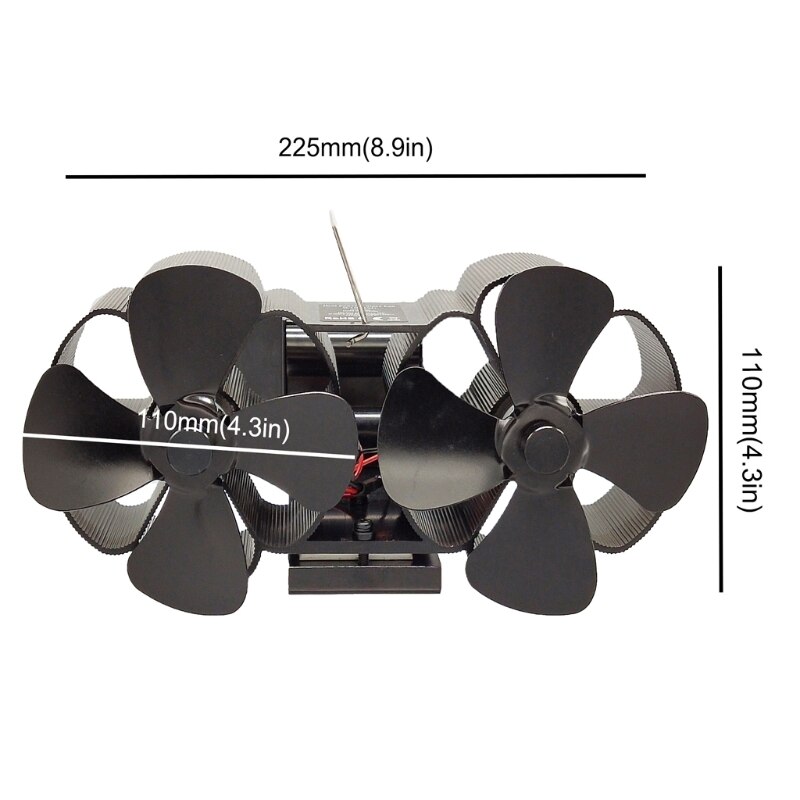 2 Hoofd 8 Blade Warmte Aangedreven Kachel Fan Wand... – Vicedeal