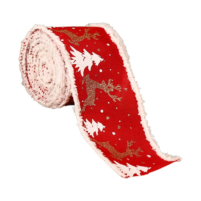 G32F Kerst Lint Gedrukt Jute Xmas Bomen Sneeuwvlok... – Grandado
