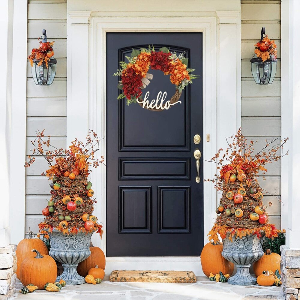 Front Door Autumn Wreath Thanksgiving Farmhouse Ar... – Grandado