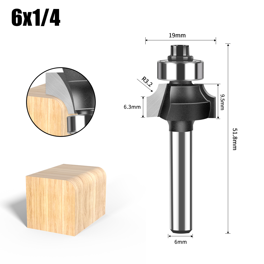 1/4&6mm shank Corner Round Over Router Bit with Be... – Grandado