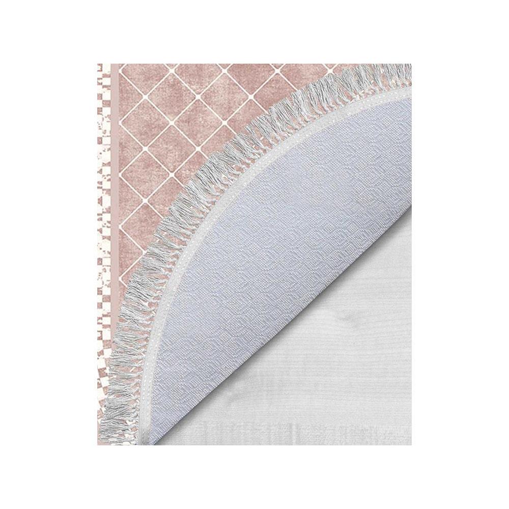 Oval Fringed 2'li Bath Mat Pad Checkers Powder – Grandado