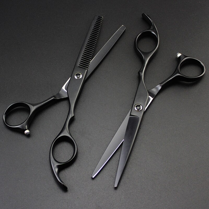 japan 6 inch Black hair scissors set cutting barbe... – Grandado