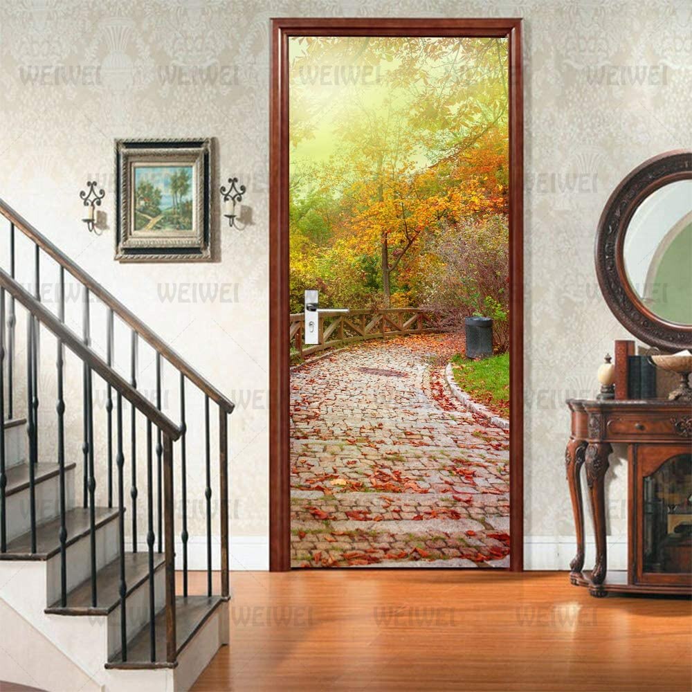 Red Leaf Forest Room Decoration Door Stickers Fore... – Grandado