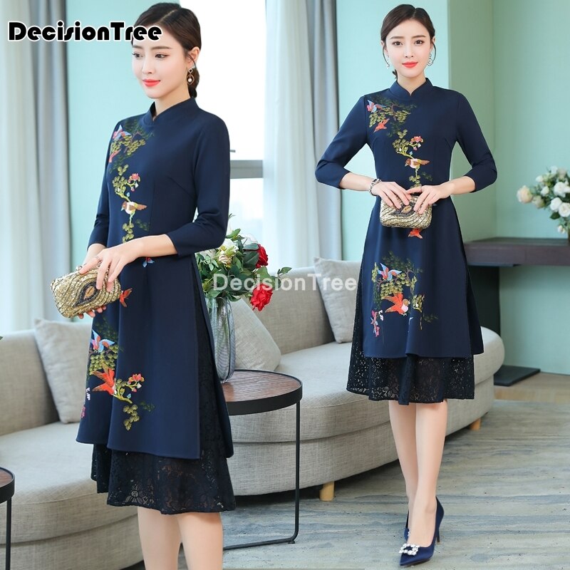 cheongsam vintage chinese dress women satin orient... – Grandado