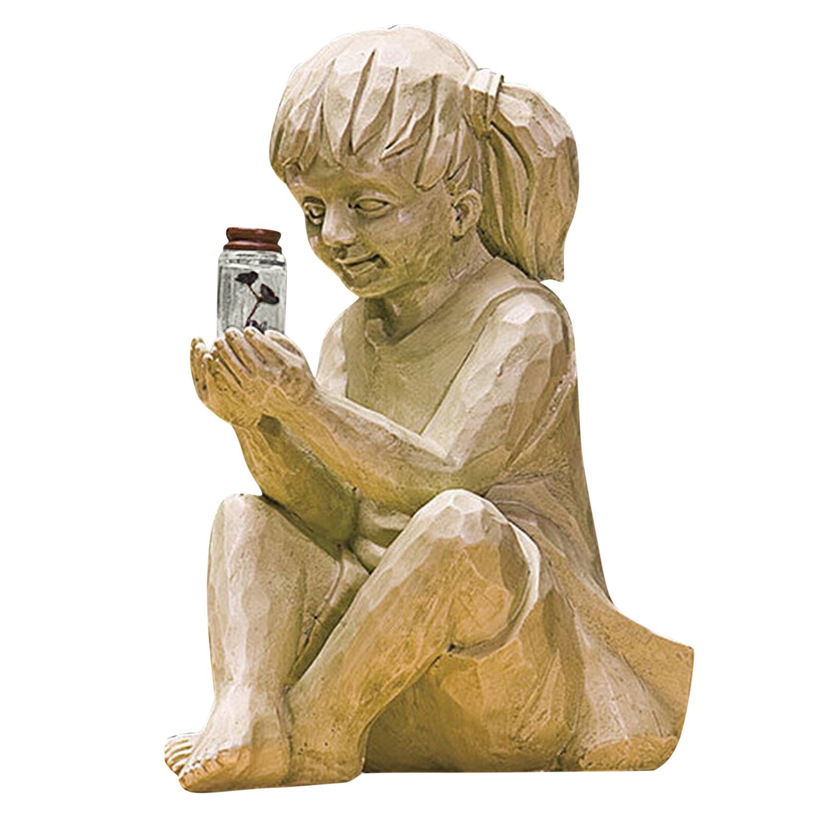 A KID WITH SOLAR FIREFLIES GARDEN STATUE-GARDEN DE... – Grandado