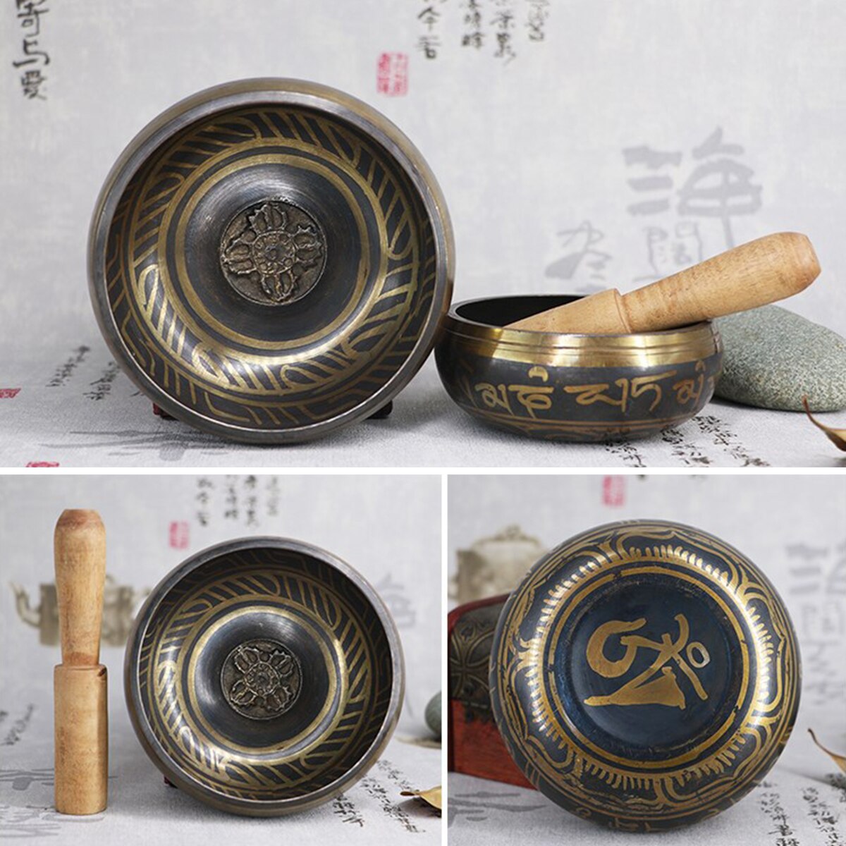 Tibetan Singing Bowl Mallet Set Brass Singing Bowl... – Grandado