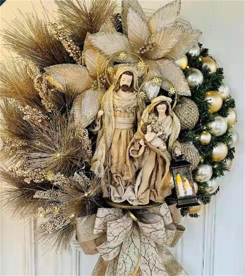 30Cm/40Cm Jesus Kerst Krans Deur Opknoping Scene P... – Vicedeal