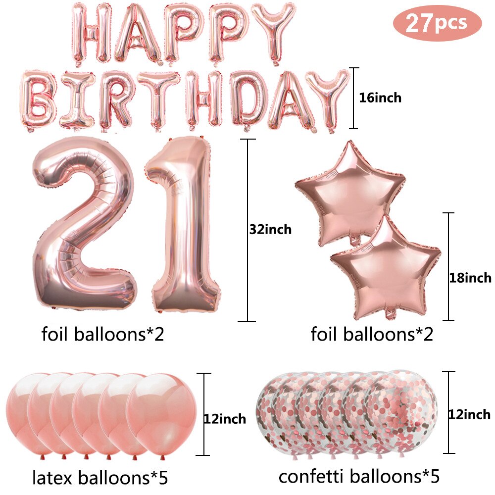 1Set Rose Gold 21th Geburtstag Party Dekoration Gl... – Grandado