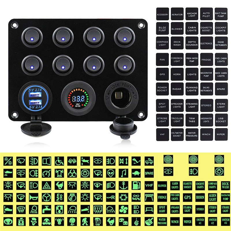 1Pc 12V RV Car Marine Boat 8 Gang Waterproof Circu... – Grandado