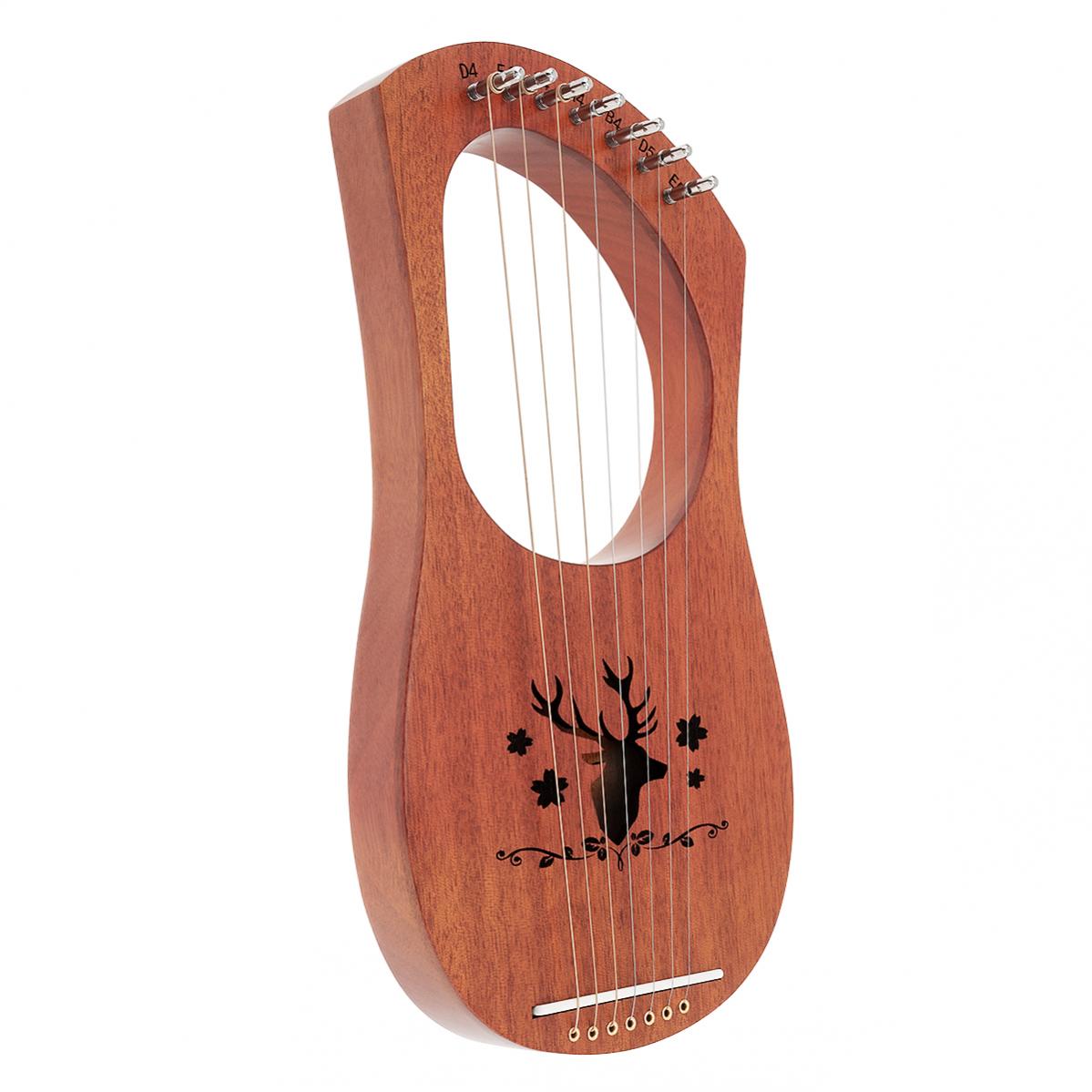 7 String Lyre Harp Solid Mahogany Wood Carving Rei... – Vicedeal