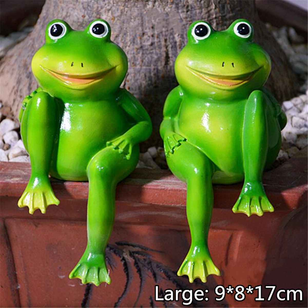 Söt harts sittande grodor staty utomhus trädgård b... – Vicedeal