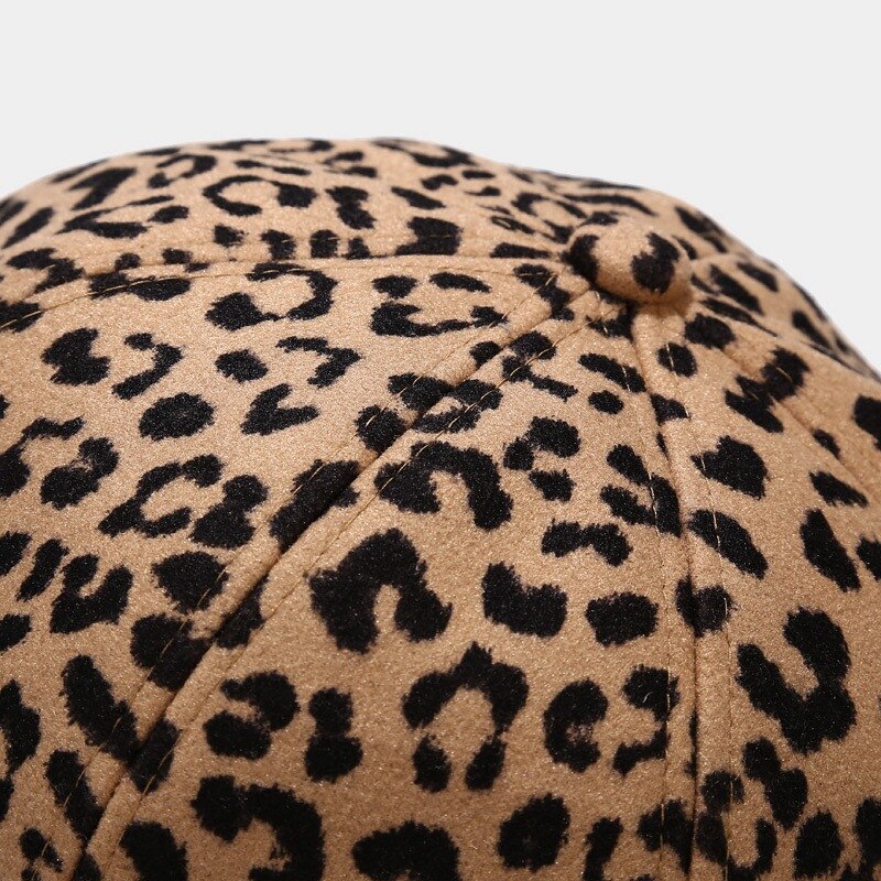 Women Female Leopard Hat Woolen Beret Pearls Peake... – Vicedeal