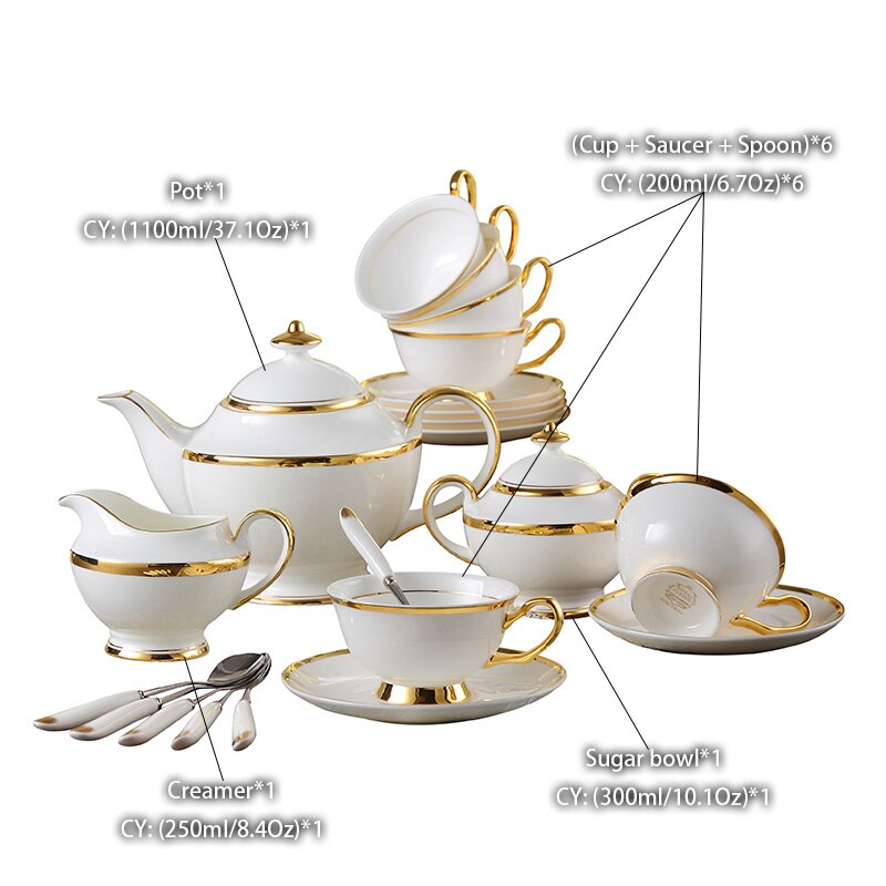 Gold Inlay Bone China Coffee Set British Porcelain... – Vicedeal