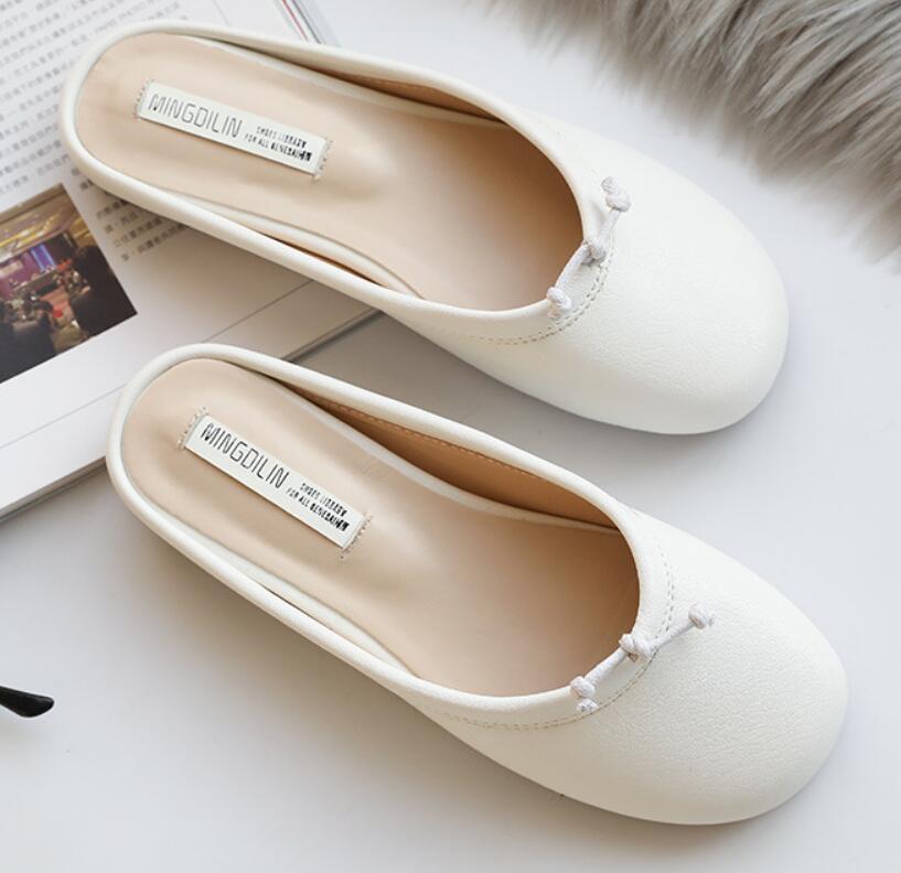 Bow-tied closed toe flat slippers women korean flo... – Vicedeal