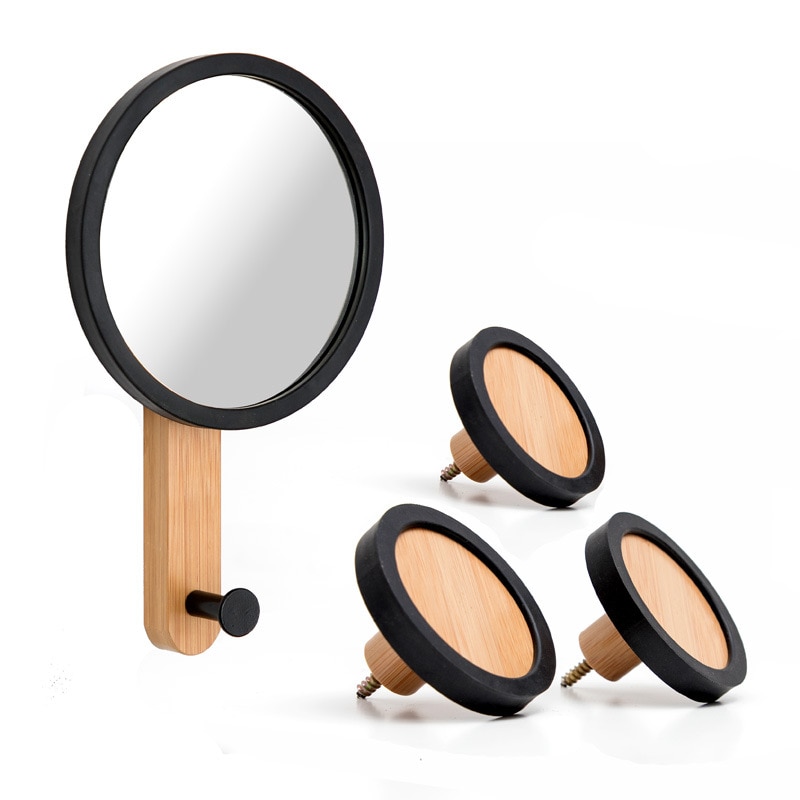 Nordiske hængende træ kroge taske bøjle spejl rund... – Grandado