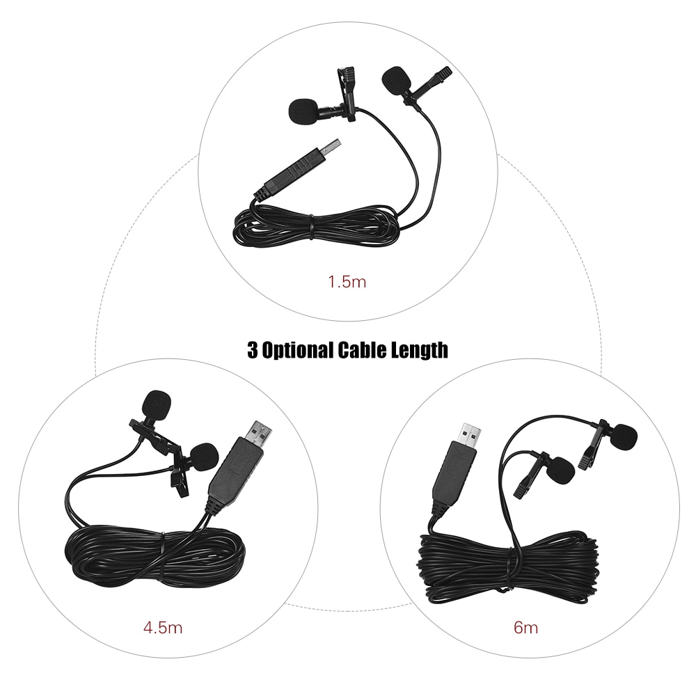 6M 4.5M 1.5M Usb Dual-Head Lavalier Revers Microfo... – Vicedeal