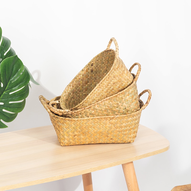 WHISM Wicker Storage Basket Straw Storage Containe... – Grandado