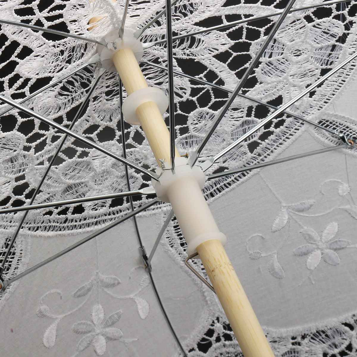 Sol paraply bomuld broderi paraply hvid elfenben b... – Grandado