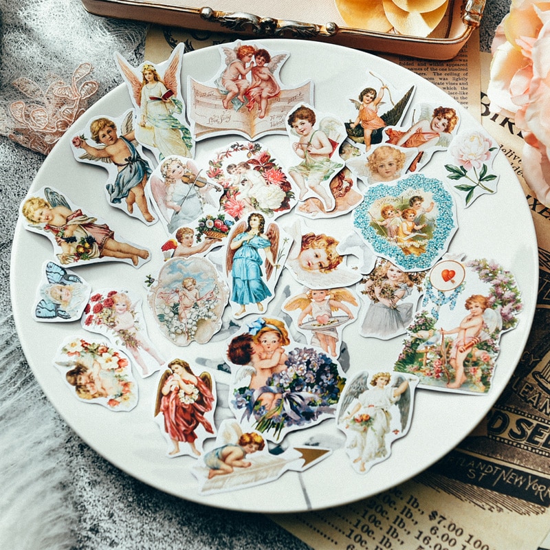 28pcs/bag vintage little angel stickers DIY scrapb... – Grandado