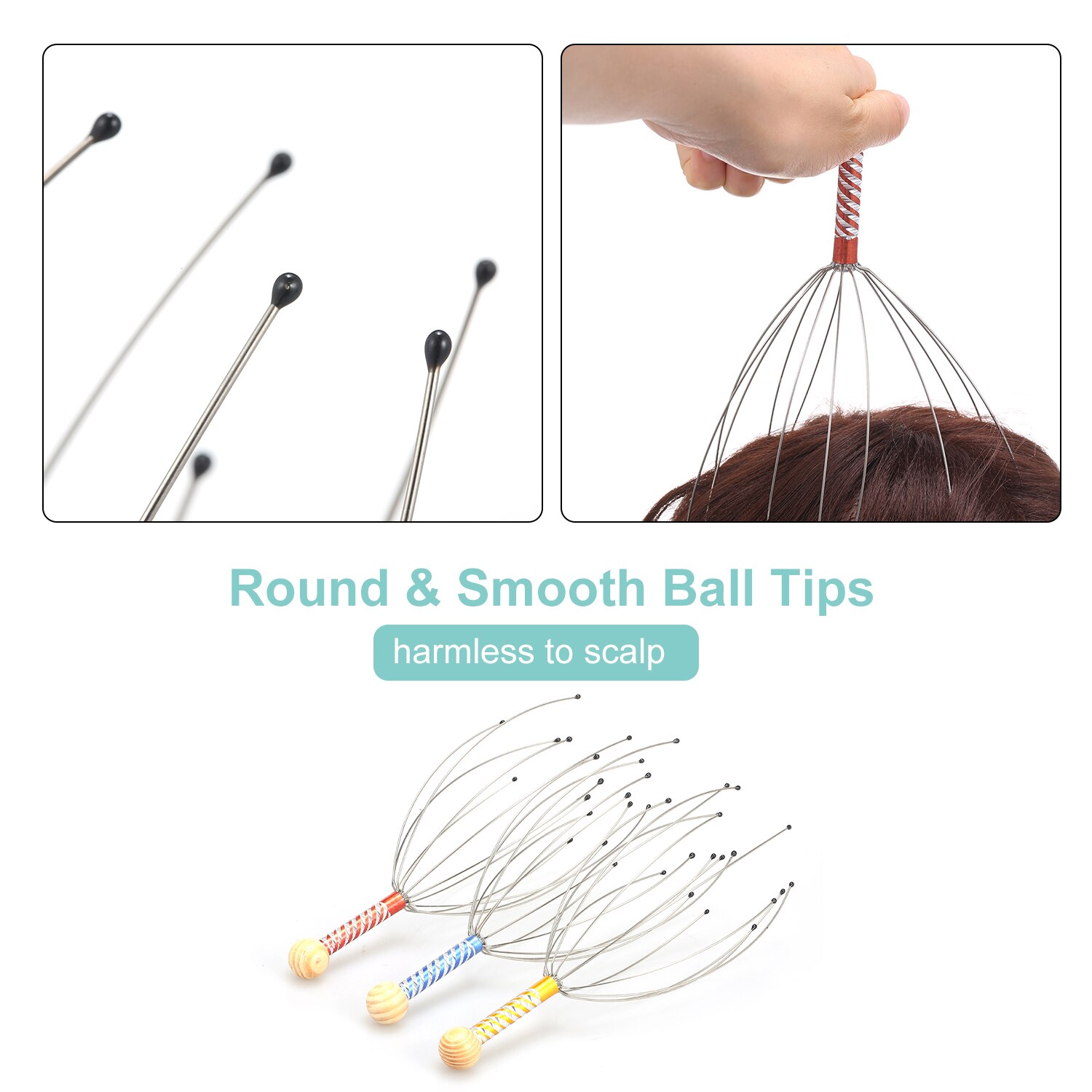 3pcs Head Massagers Scalp Scratchers Handheld Scra... – Grandado
