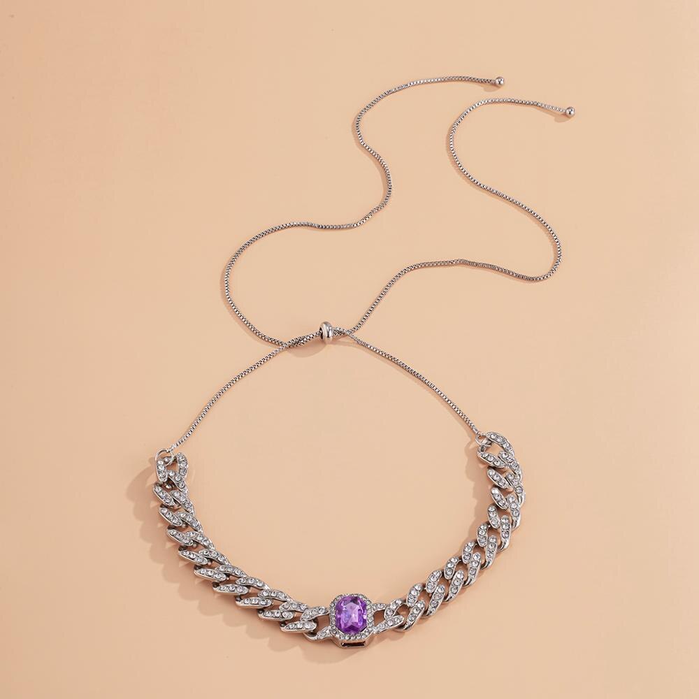 Multi Color Rhinestone Choker Necklace Jewelry Col... – Grandado