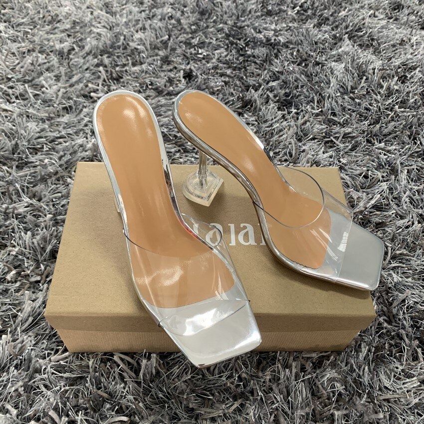 PVC Women Sandals Summer Open Toed High Heels Wome... – Grandado