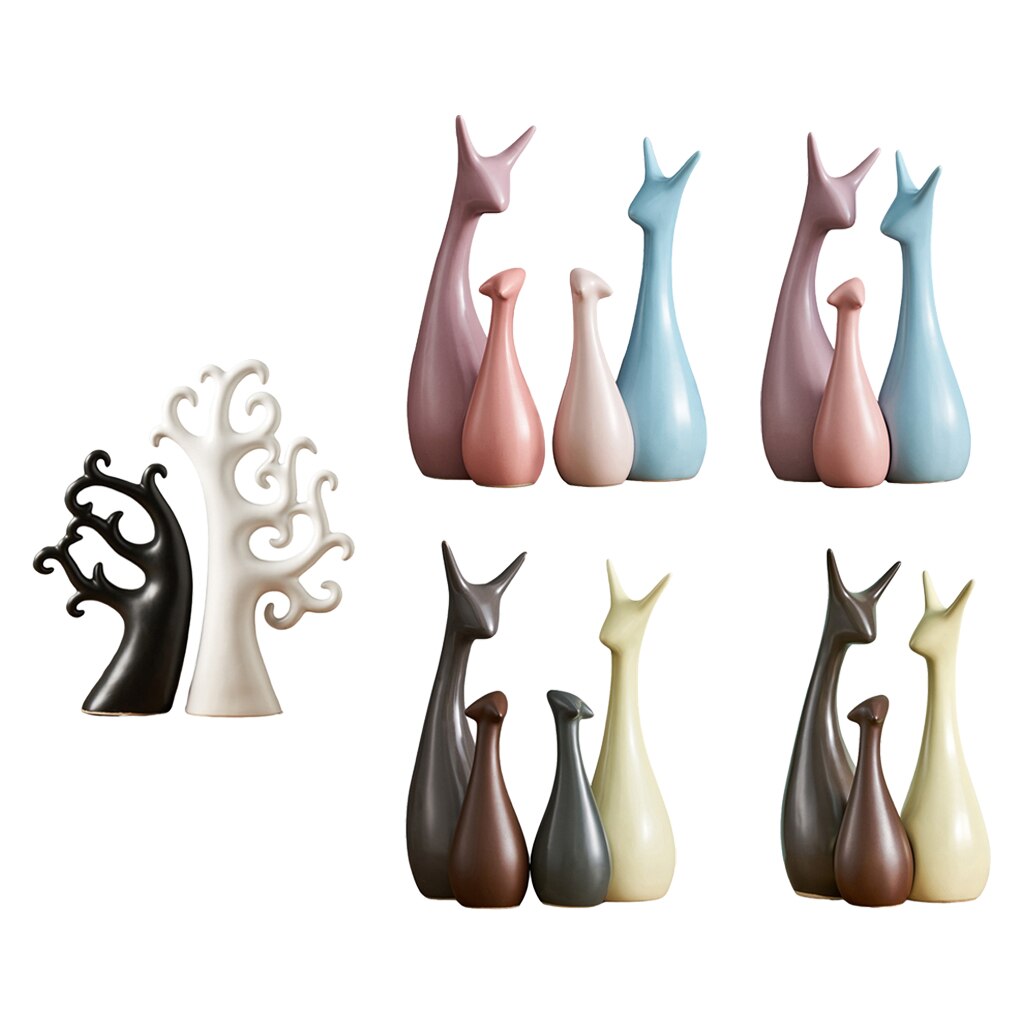 Ceramic Deer Tree Statues Figurines Sculpture Home... – Vicedeal