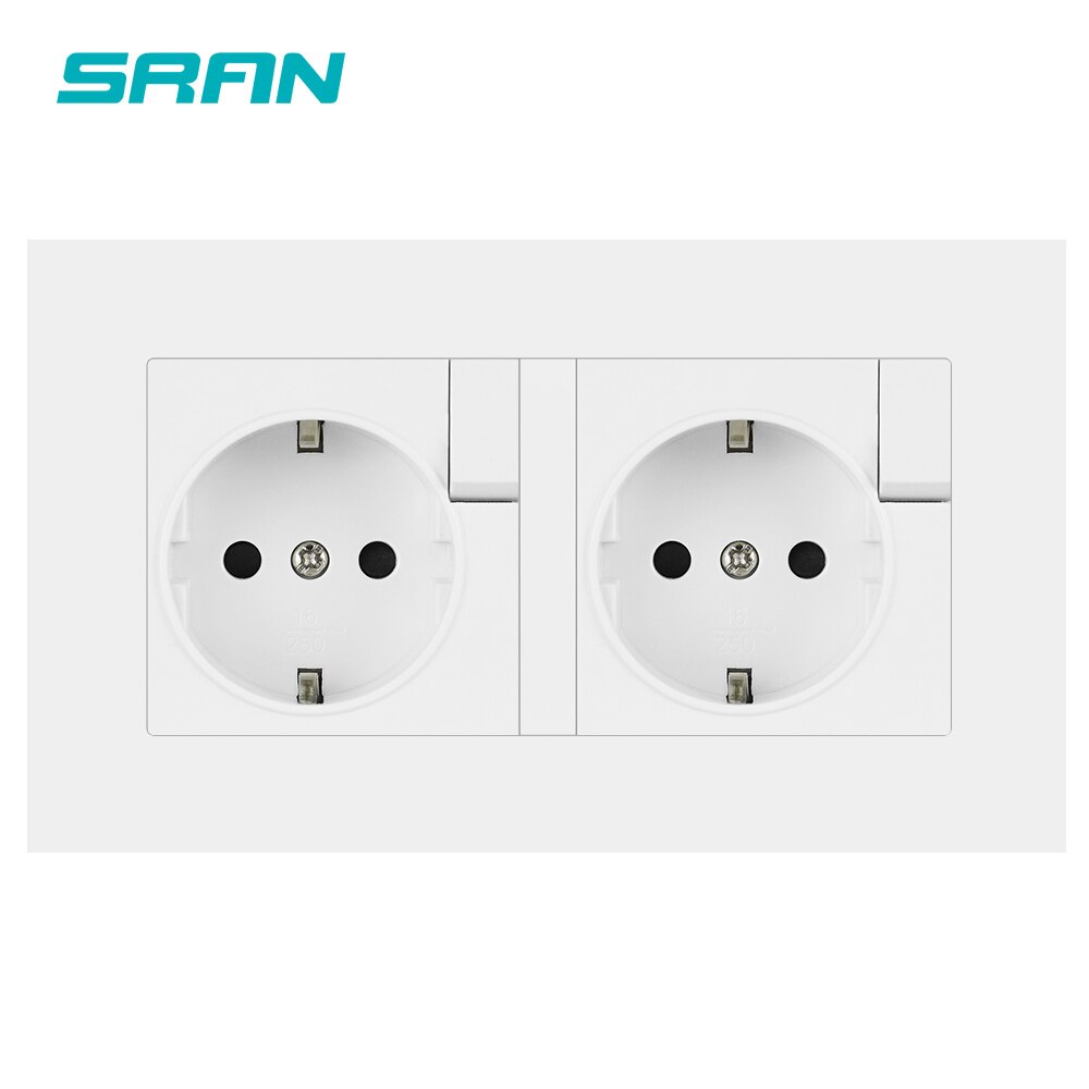 SRAN EU wall power socket white PC panel double fr... – Grandado