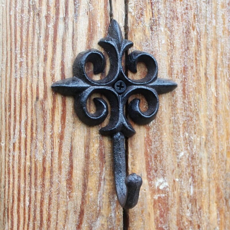 Retro Black Cast Iron Small Cross Wall Hook With 1... – Grandado