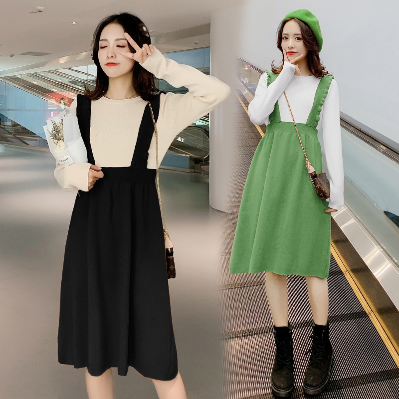 Pregnant Women Autumn Knitting Dress Preppy Style ... – Grandado