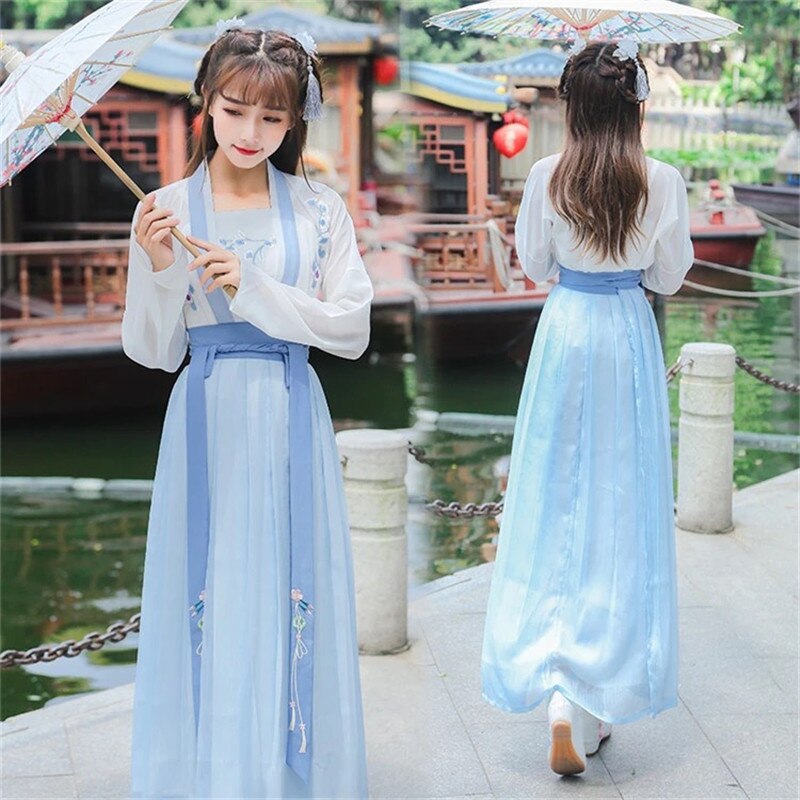 Women Hanfu Costume Floral Embroidery Chinese Trad... – Grandado