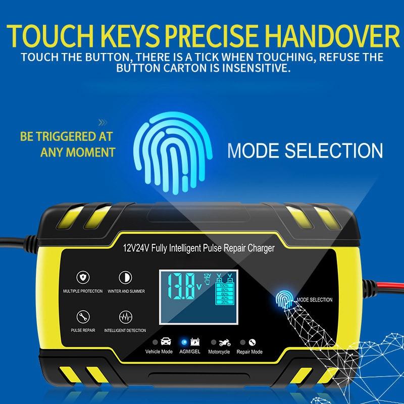 Touch Button Car Battery Charger 12V/8A 24V/4A Aut... – Grandado
