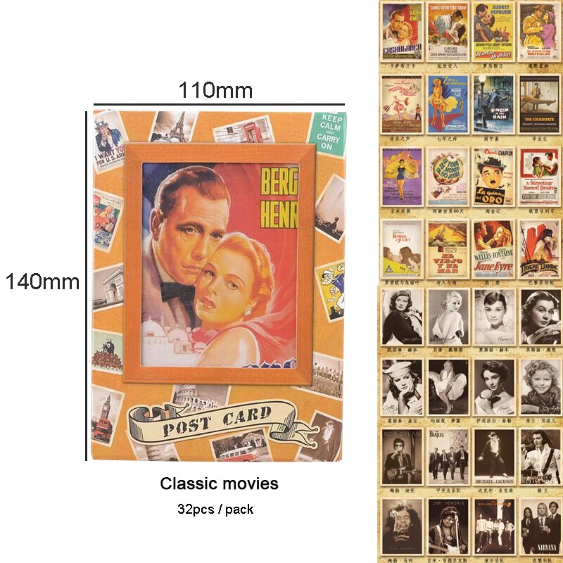 32 Pcs/lot Classical Famous Posters Vintage Style ... – Grandado