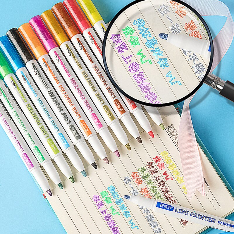 8/12pcs Double-line Pen Set Fantasy Chalk Marker H... – Grandado