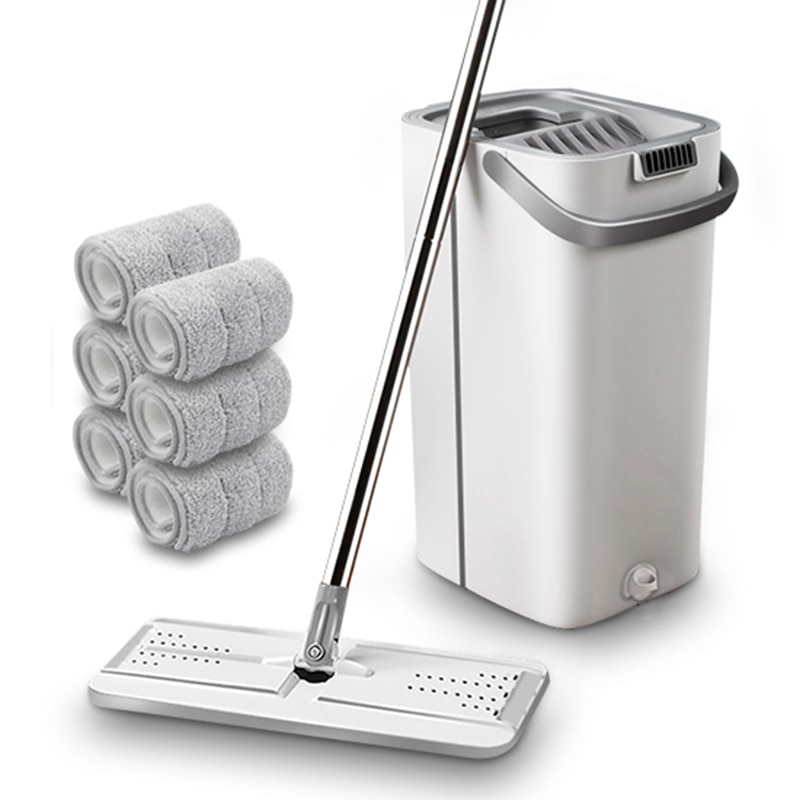 Fri håndvask fladmoppe med spand lazy 360 roterend... – Vicedeal