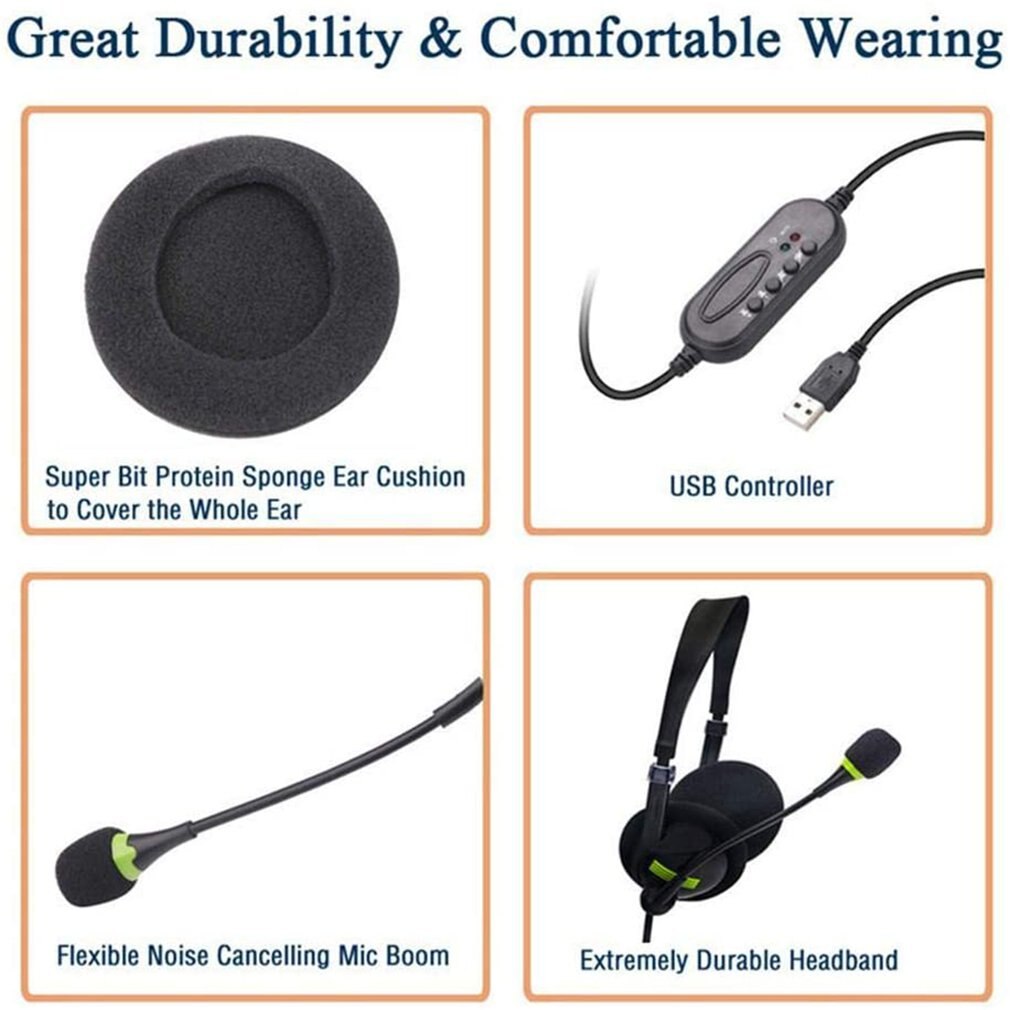 Telephone Headset Call center Operator USB Plug He... – Grandado