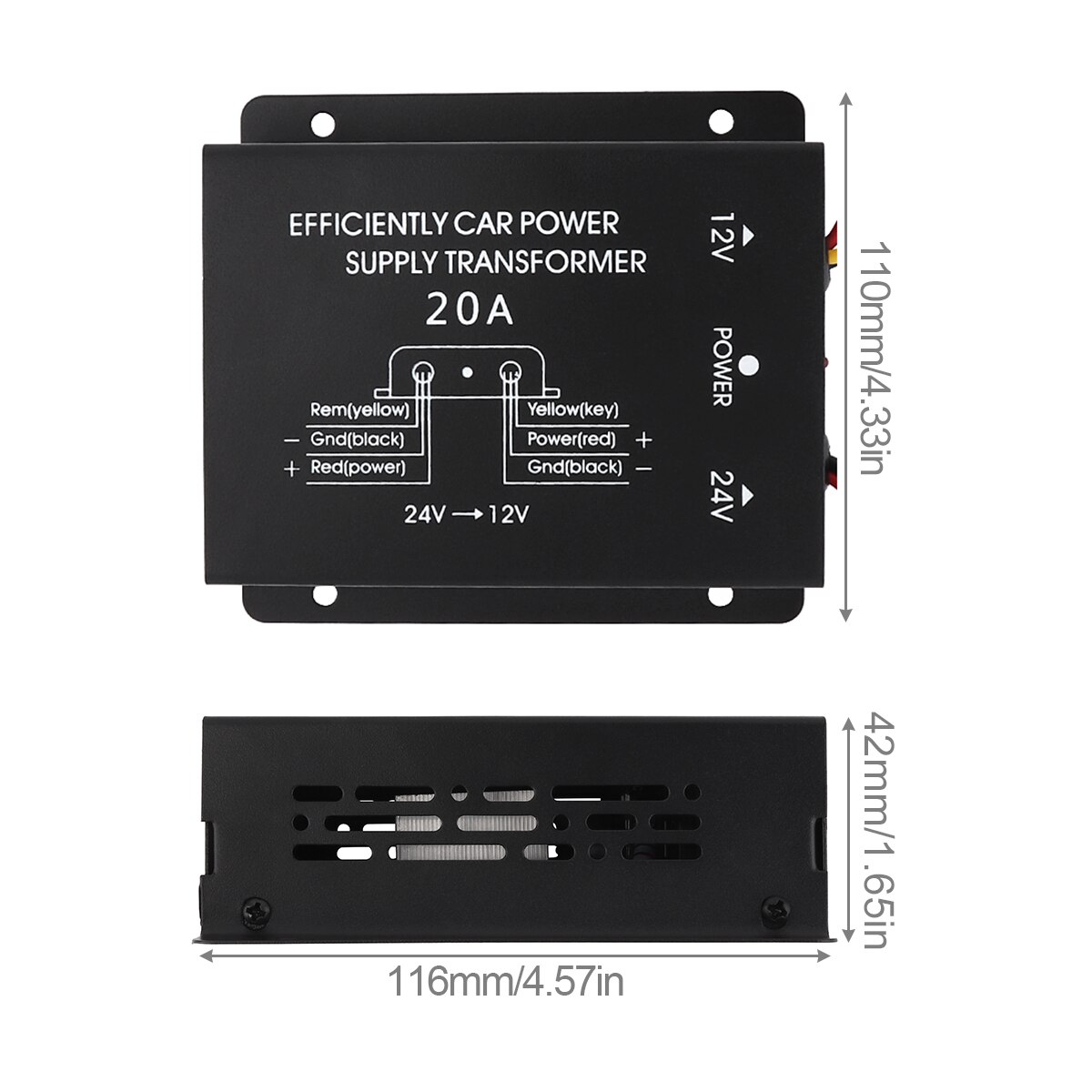 20A 360W DC 24V to 12V 20A Black Power Converter E... – Vicedeal