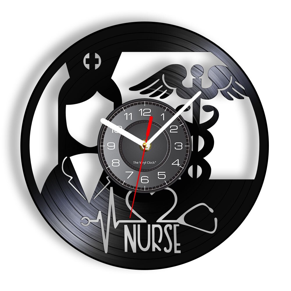 Nurse Angel In White Vinyl Music Record Wall Clock... – Grandado