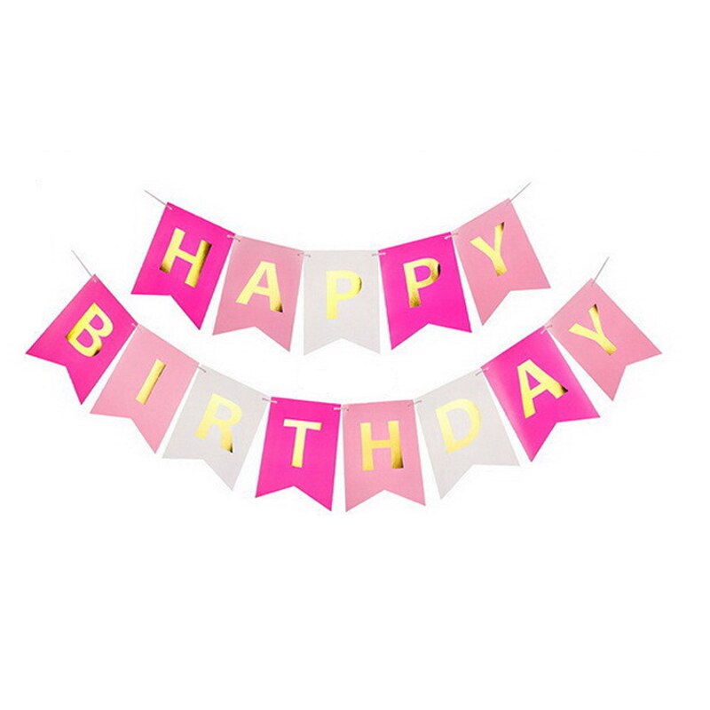 Happy Birthday Paper Banner Bunting Garland Flags ... – Vicedeal
