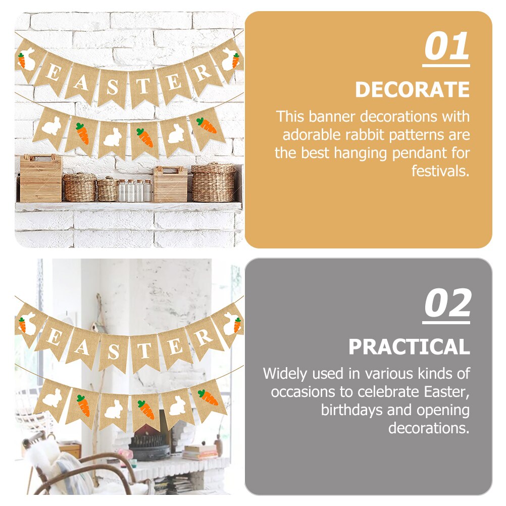 2pcs Easter Bunny Hanging Banner Easter Party Bann... – Vicedeal