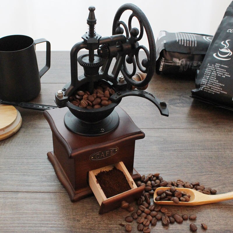 Retro wooden hand grinder coffee machine grinder h... – Grandado