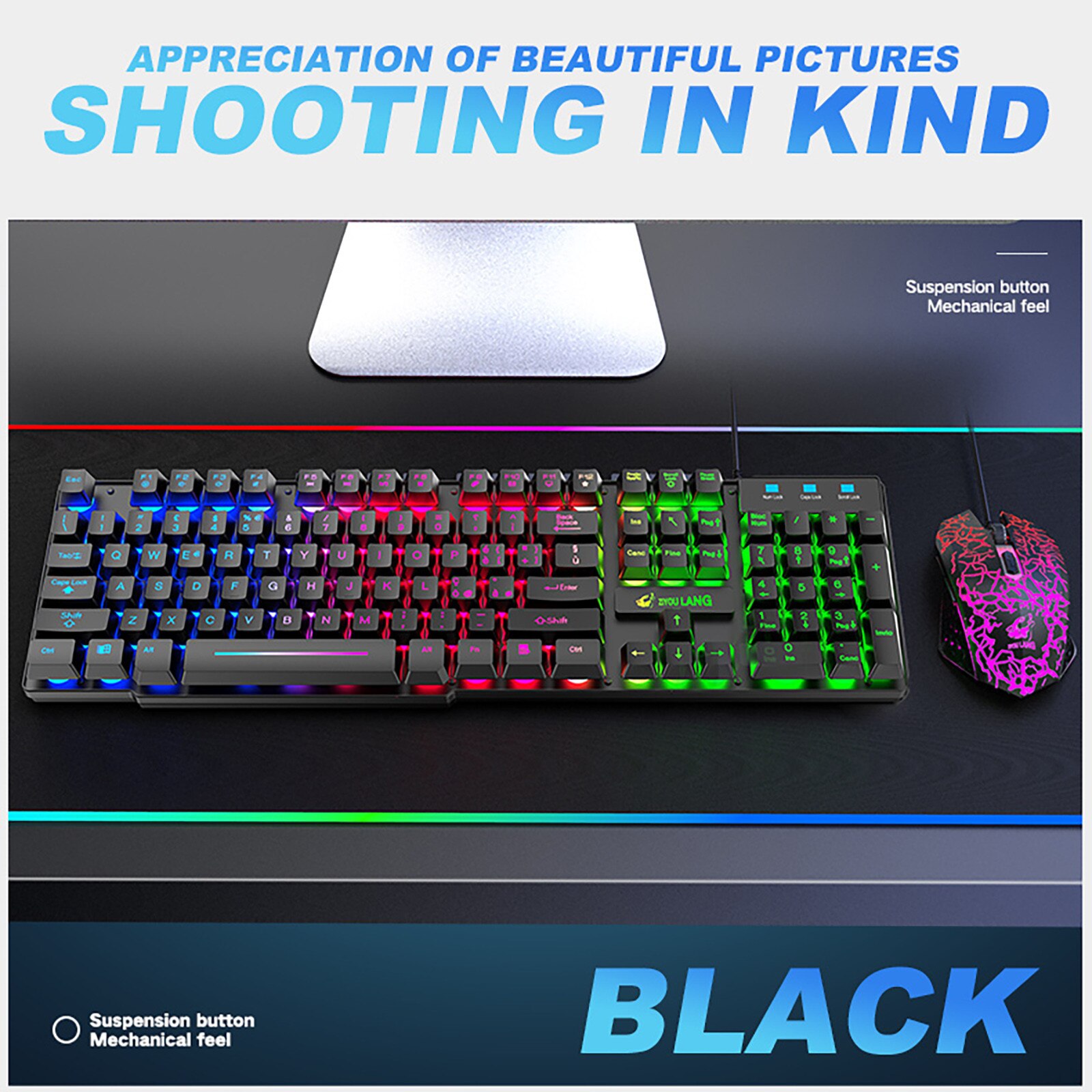 Rainbow Keyboard Gamer Kit Wired Gaming Mouse Kit ... – Grandado