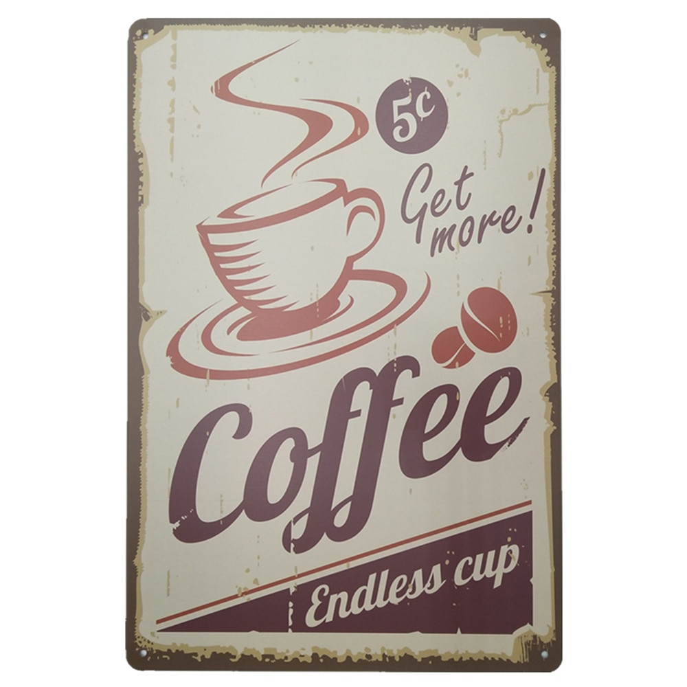 Coffee Tin Sign Vintage Metal Sign Plaque Metal Vi... – Grandado