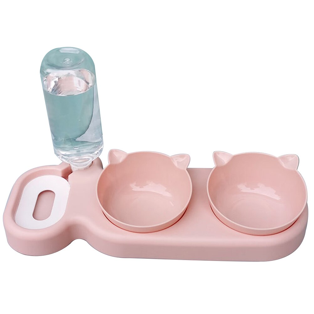 Pet Cat Double Bowl with Waterer Automatic Feeder ... – Vicedeal