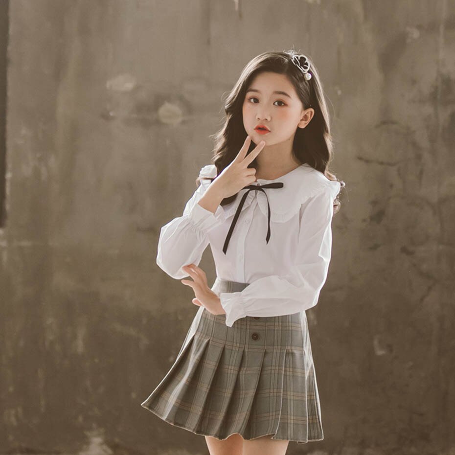 Blouses For Girls White Blouses For Girl Long Slee... – Grandado