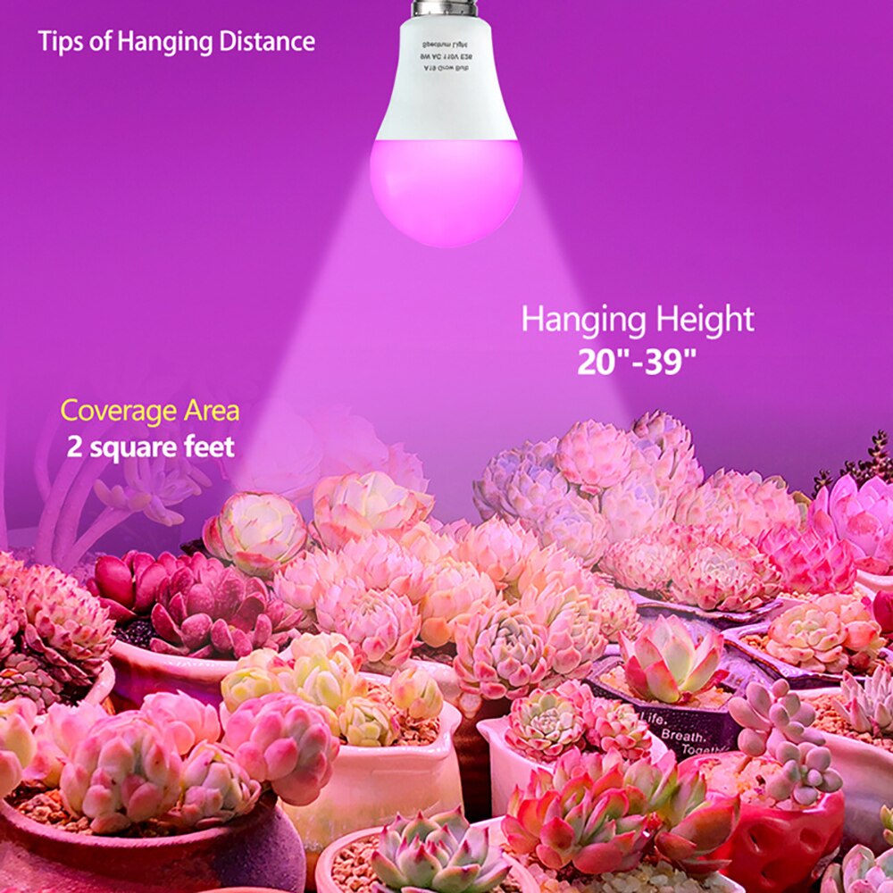 Growing Lamp Bulbs Full Spectrum Light E26 9W 110V... – Vicedeal