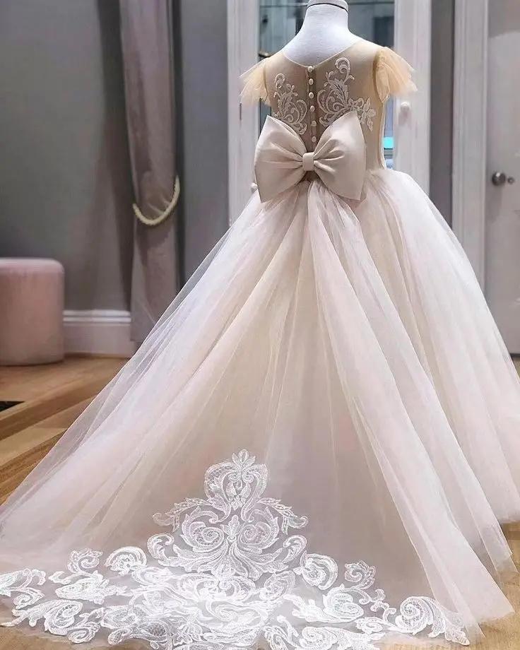 Princess Flower Girl Dresses Lace Applique O-Neck ... – Grandado