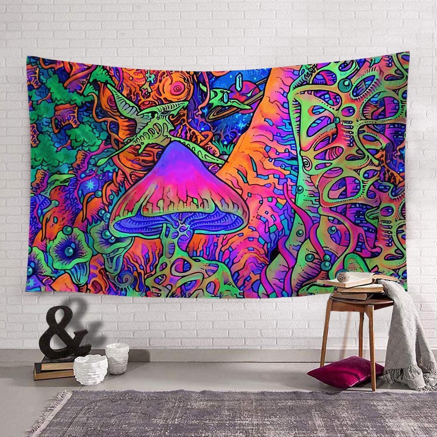 Trippy Psychedelic Mushrooms Hippie Tapestry Hippi... – Grandado