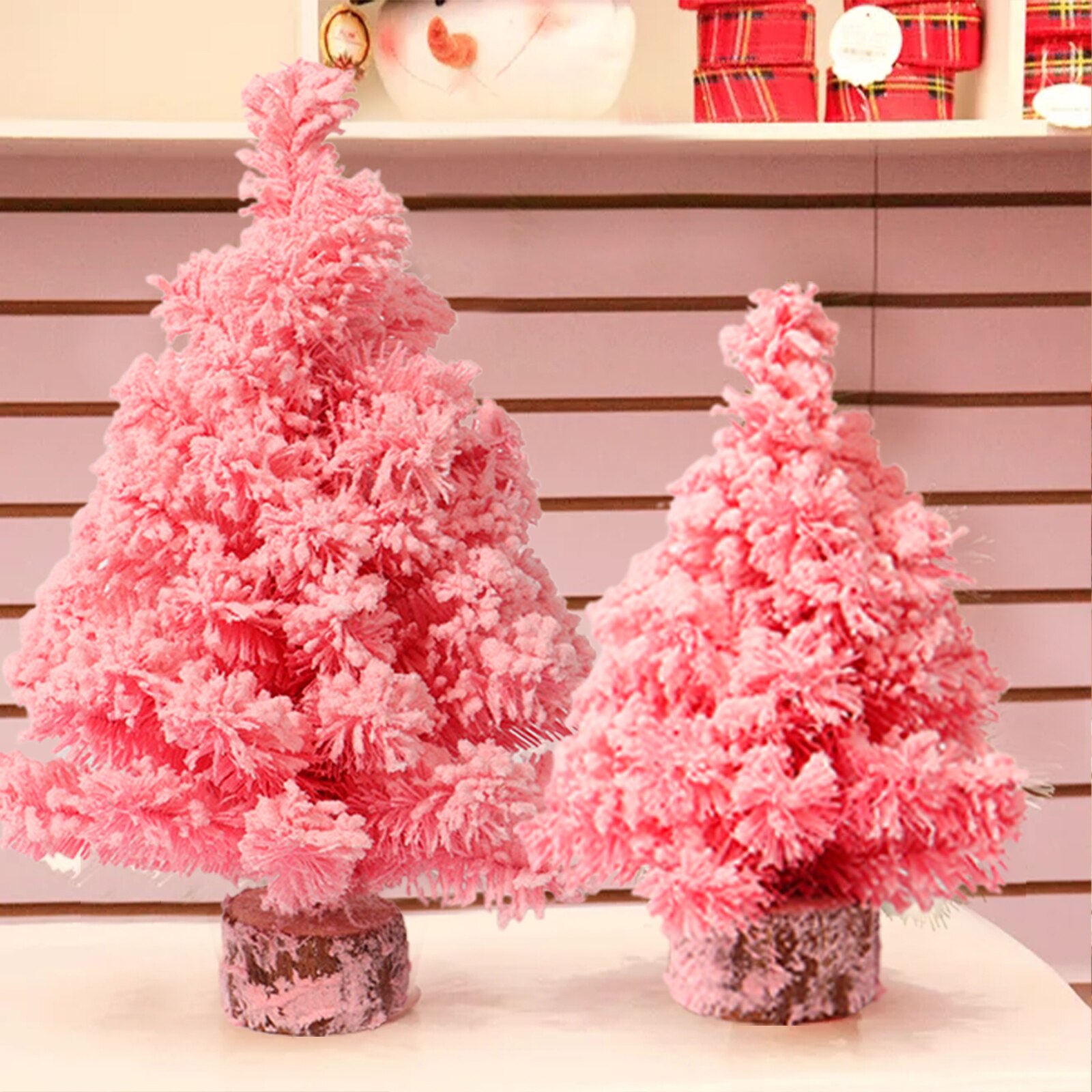 Christmas Tree Artificial Pink Encryption Flocking... – Grandado