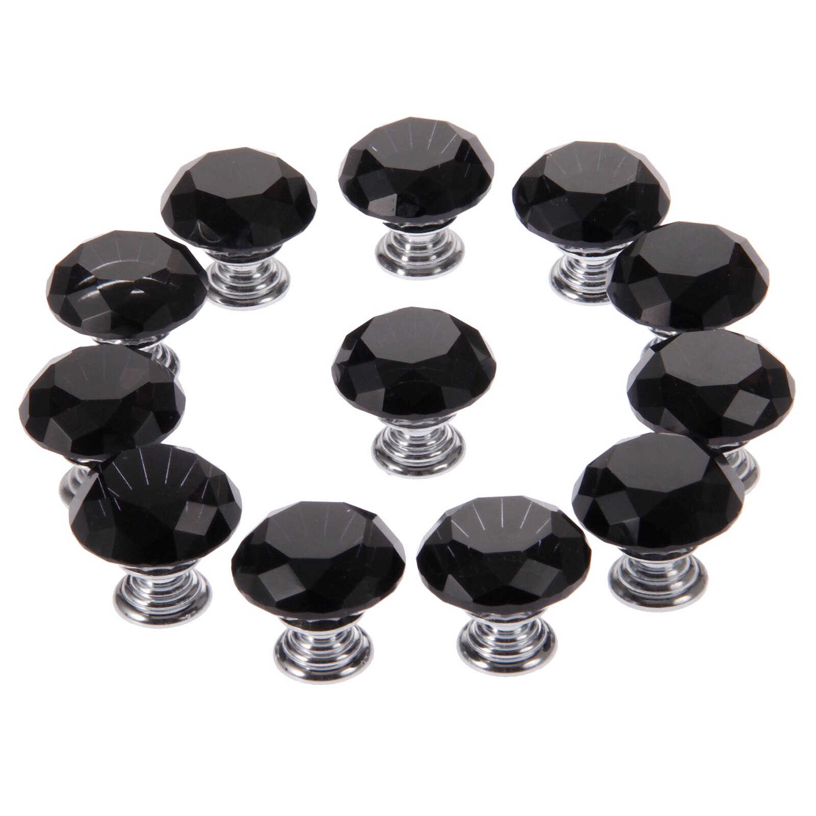 12Pcs 30mm Black Diamond Shape Crystal Glass Knob ... – Vicedeal